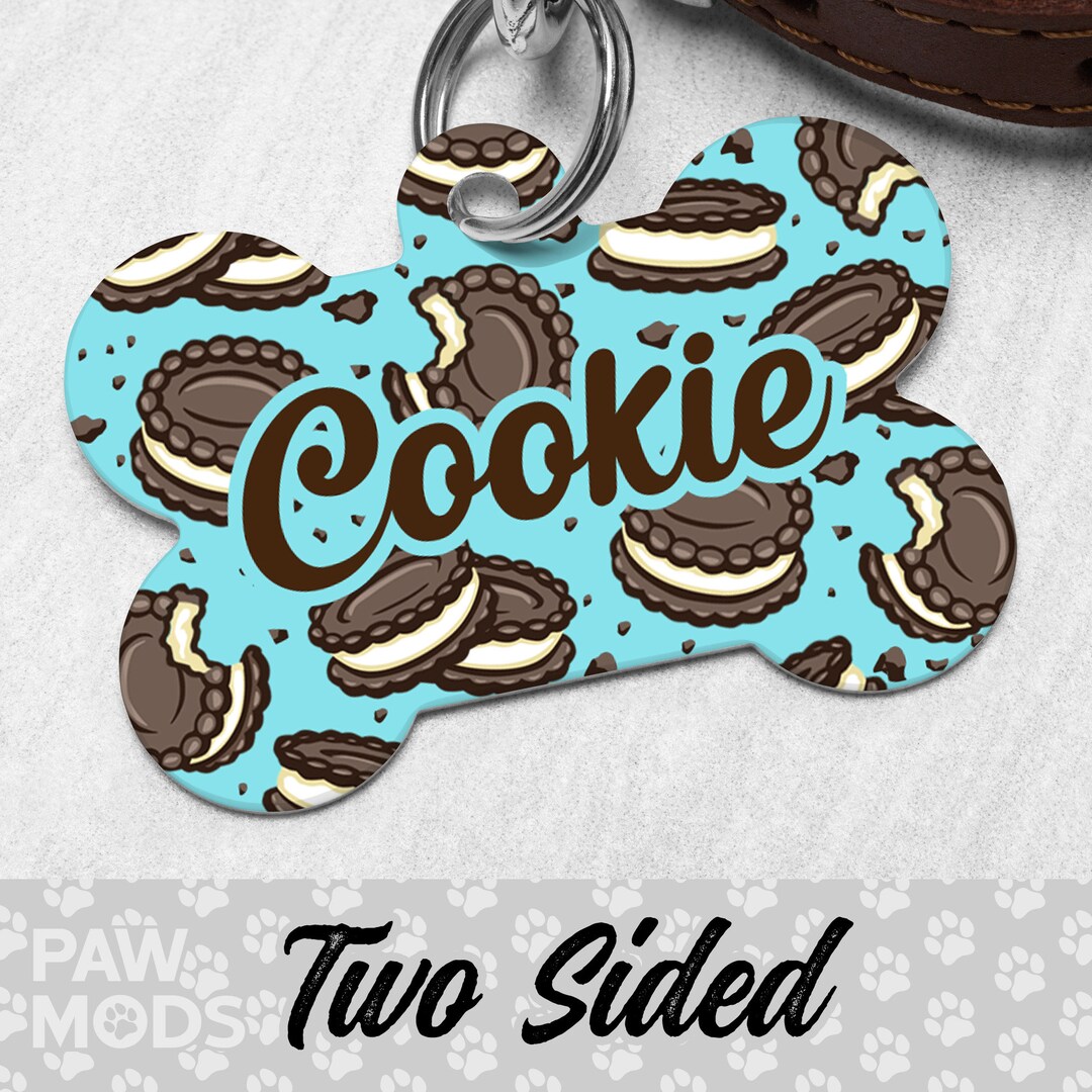 Cookie Dog Tag, Sandwich Cookie Dog Tag Personalized, Dessert Pet Tag ...