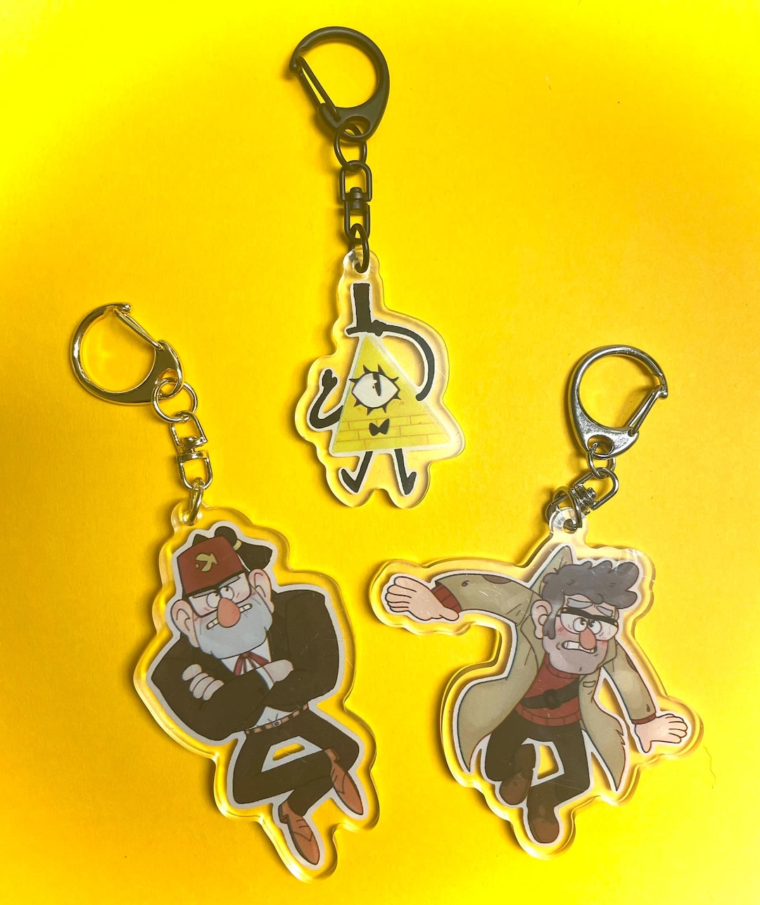 Gravity Falls: Pines Brothers + Bill Cipher Keychains - Etsy