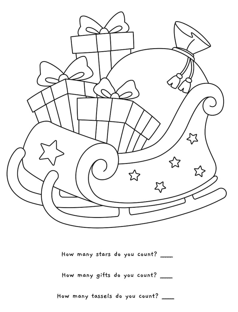 Christmas Color and Count Activity Pages - Etsy