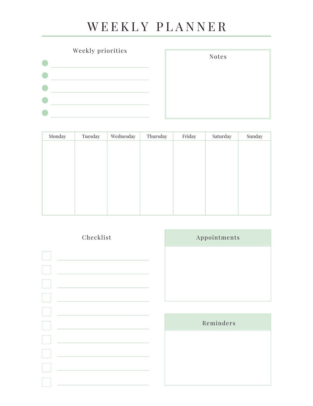 Weekly Planner Printable, Minimalist Schedule, Weekly Organizer, Office ...