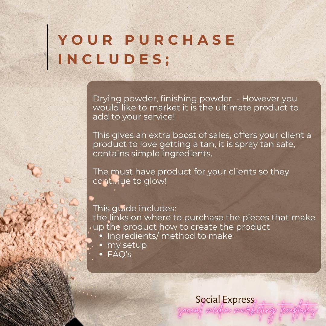 NEW * * DIY Spray Tan Drying Powder RECIPE - Etsy