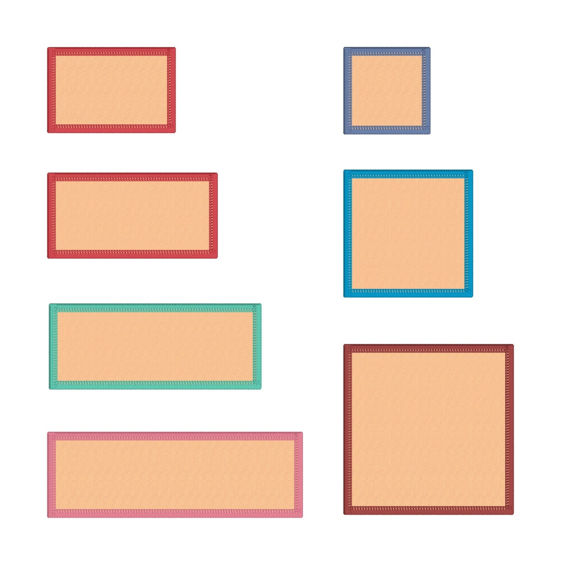 Digital Embroidery File Merrowed Edges Square and Rect 1x1, 1x2, 2x3 ...