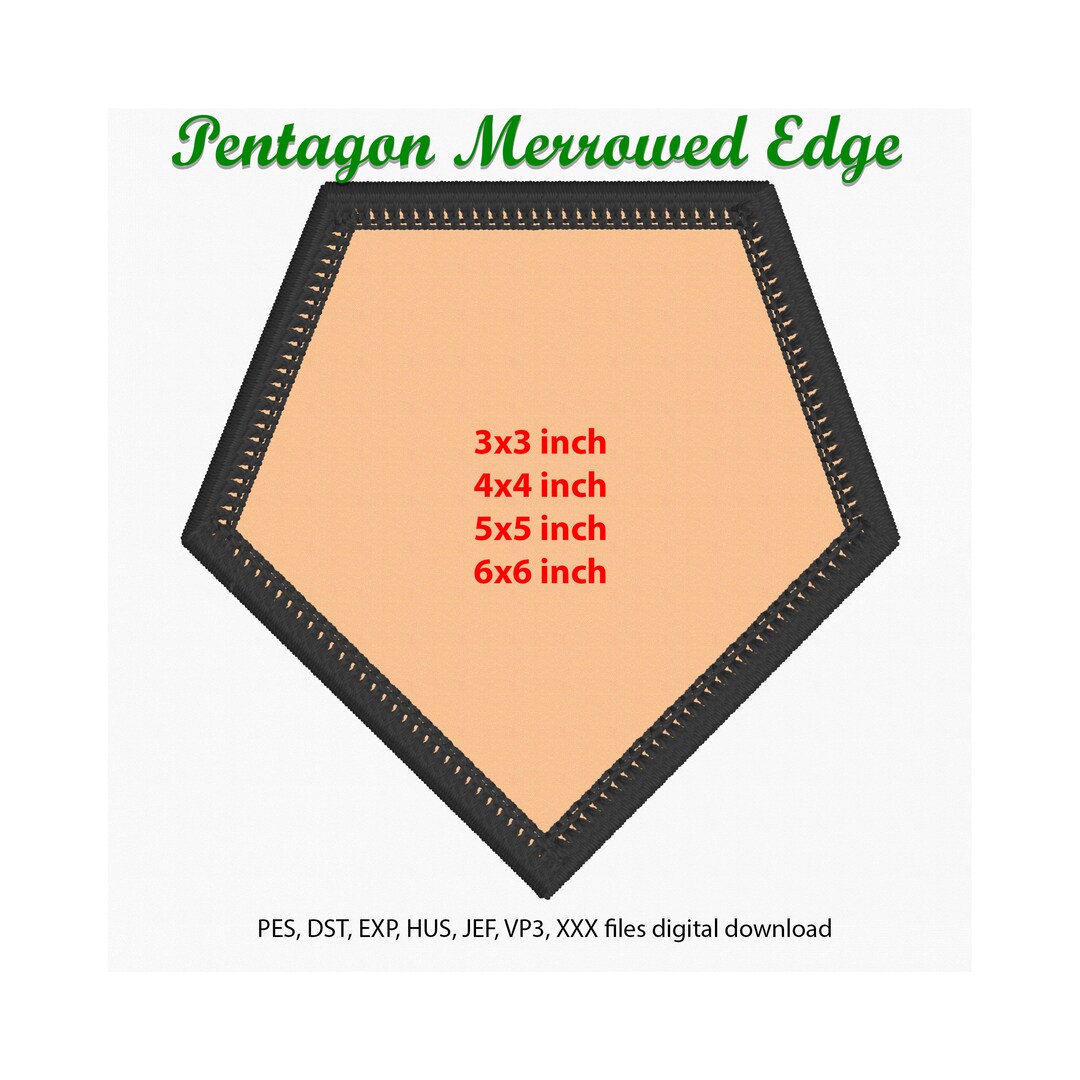 Faux Merrow Merrowed PENTAGON Edge Border Applique Patch Digital ...