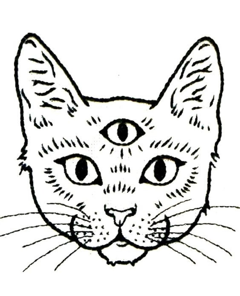 Trippy Three Eyed Cat Machine Computerized Embroidery Design File, PES ...