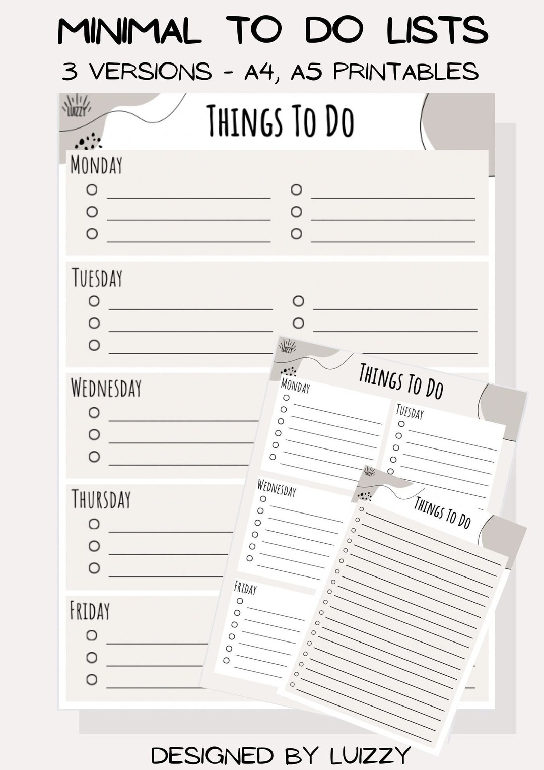 Minimal TO DO List - Beige - PRINTABLE - Instant Download - A4, A5 ...