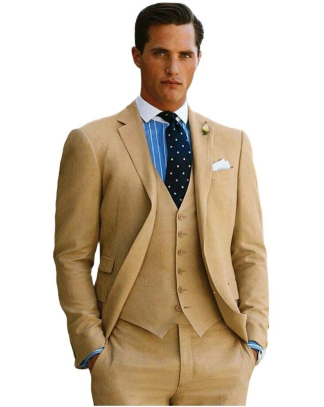 Suits for Men Golden Beige Men Suits 3 Piece Slim Fit Suits - Etsy
