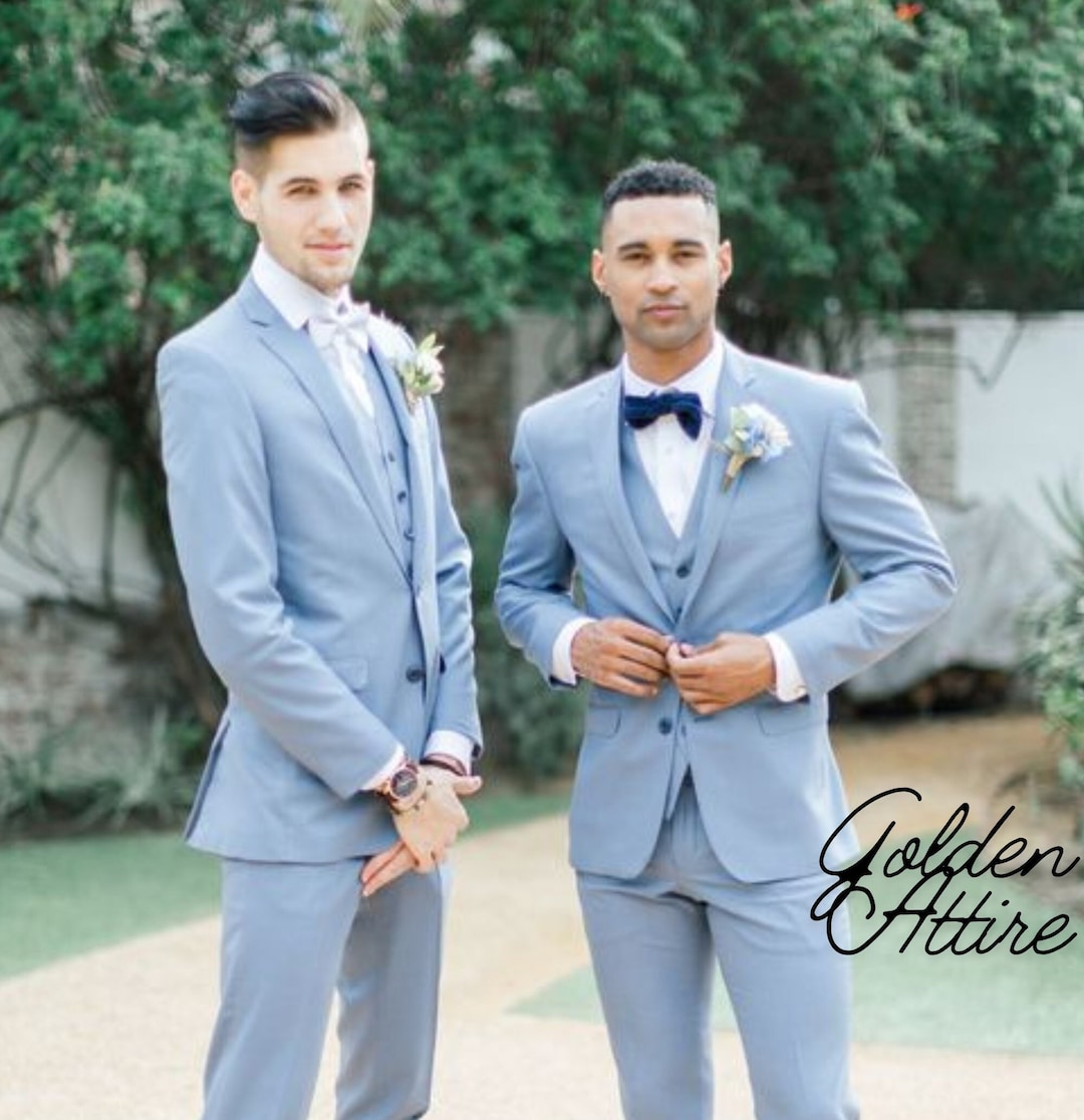 Suits for Men Blue Men Suits, 3 Piece, Custom Suit, Slim Fit One Button ...