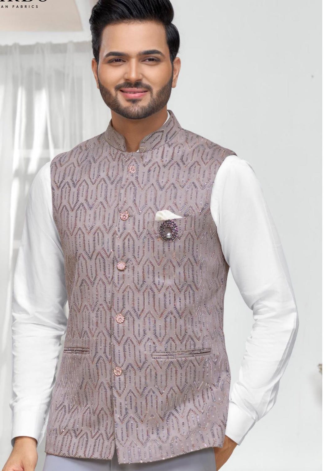 Grey Nehru Jacket for Men: Ethnic Modi Wedding Groom Vest - Etsy