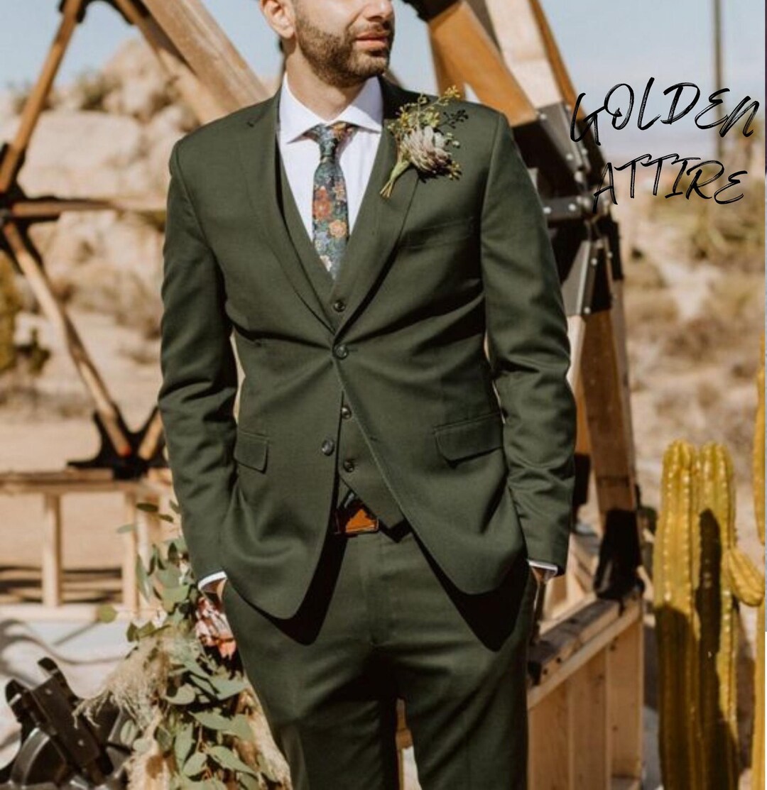 Green Three Piece Suit, Suit for Men, Green Suit, Men Suits, Tow Button ...