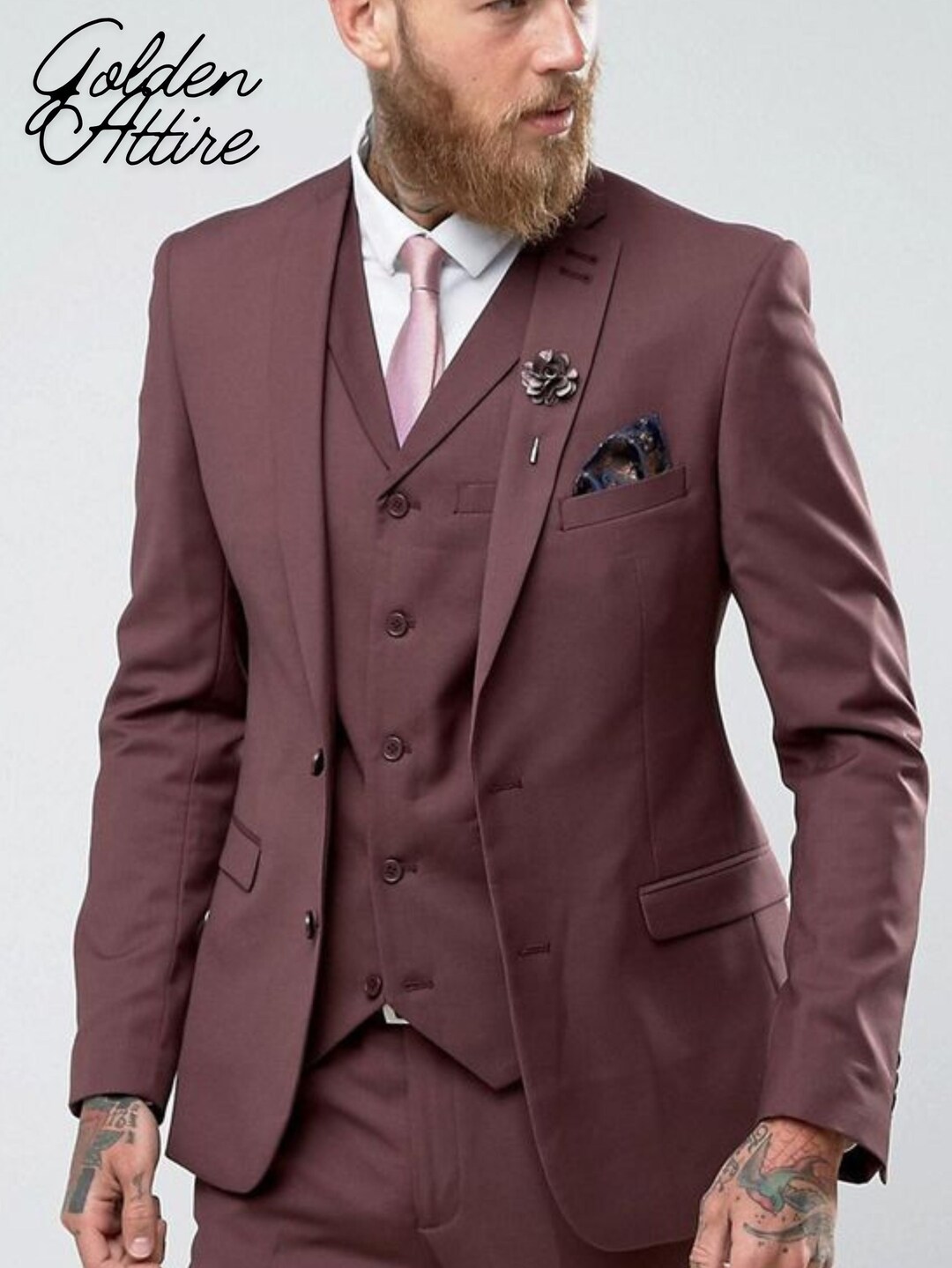 Suits for Men, Dusty Rose Suits, Men Suits, 3 Piece Suits, Tow Button ...