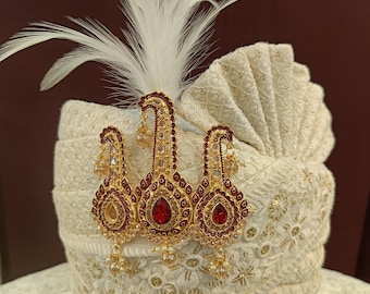 Turban Broach Groom Turban Accessories for Turban, Indian Dulha Kilangi, Groom Turban, Unisex ...