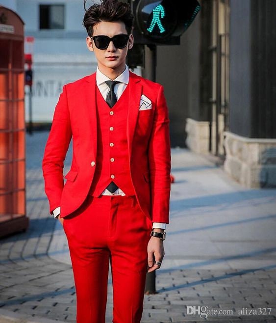 Suits for Men Red , Men Suits, 3 Piece, Custom Suit, One Button Suits ...