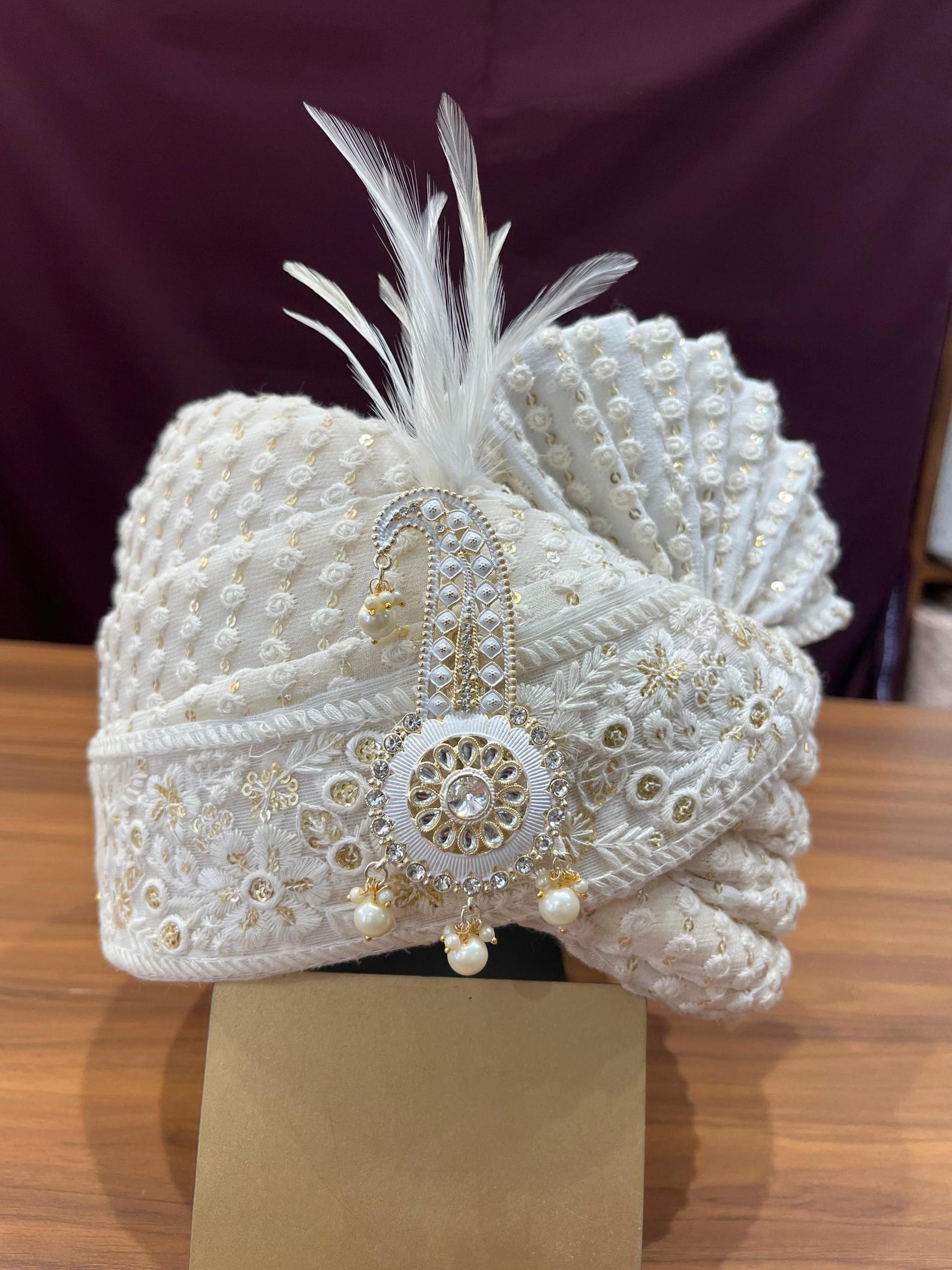 Ivory Groom Kalangi & Kalgi Set | Stone Detailing Turban Jewelry ...