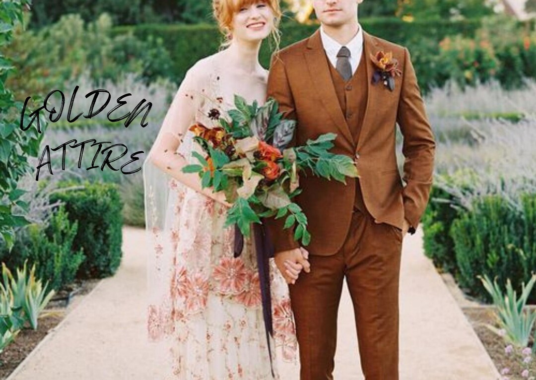 Groom Wore Two Button Rust Suit, Luxury Stylish Look Premium Man Suit ...