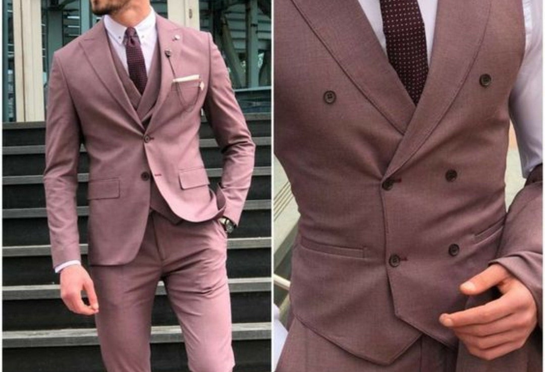 Suits for Men Dusty Rose Men Suits 3 Piece Suits Tow Button - Etsy