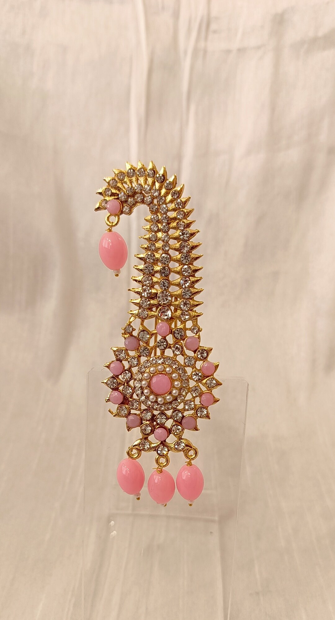 Groom Turban Brooch: Indian Dhula Kilangi, Peach Beaded Broach - Etsy