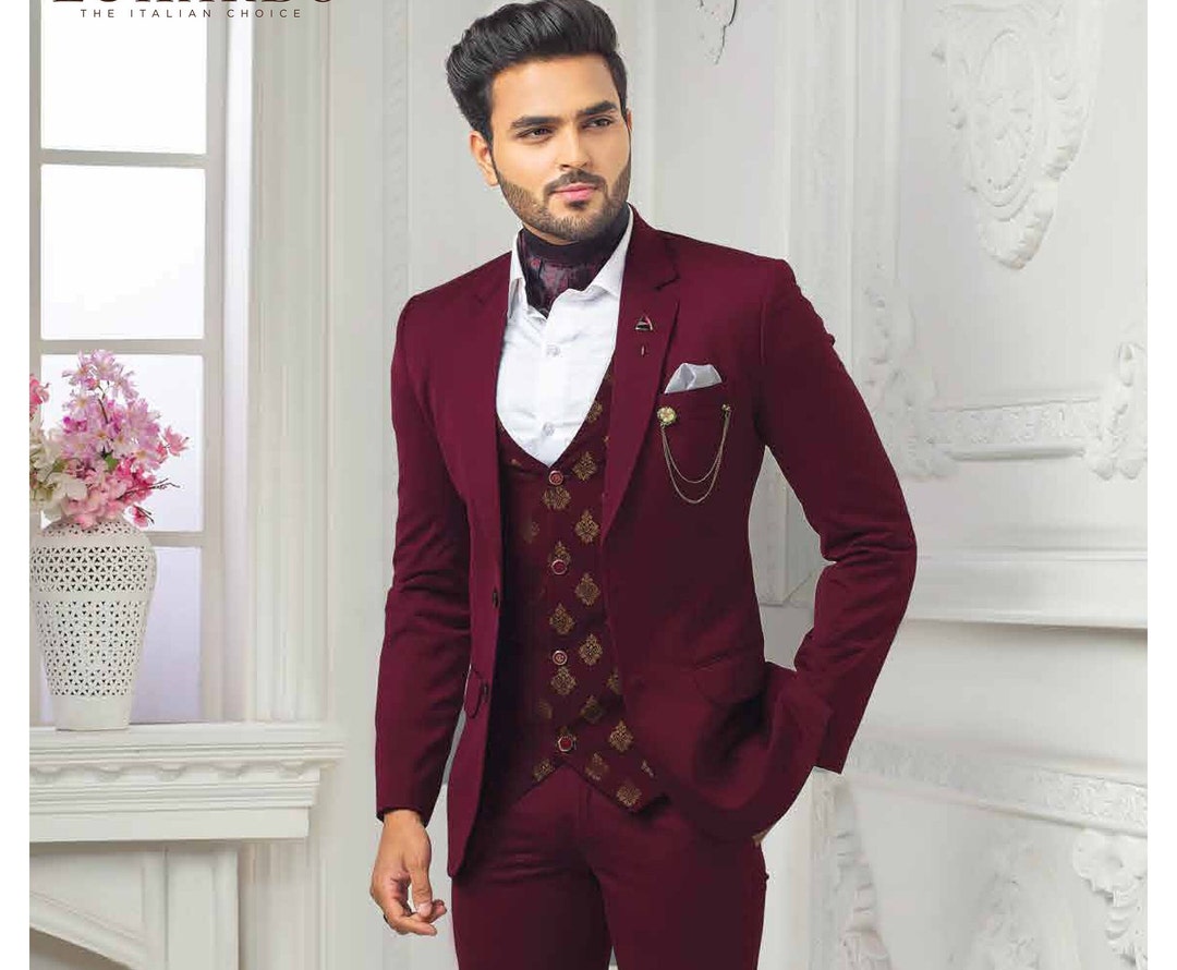 Suits for Men, Maroon Suits, 3 Piece Suits, Mens Suits, Engagement Suit ...