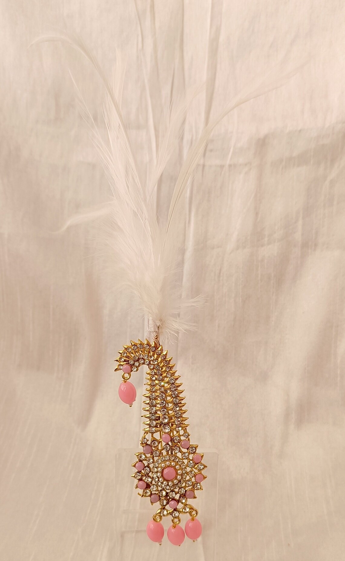 Groom Turban Brooch: Indian Dhula Kilangi, Peach Beaded Broach - Etsy