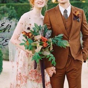 Groom Wore Two Button Rust Suit, Luxury Stylish Look Premium Man Suit ...