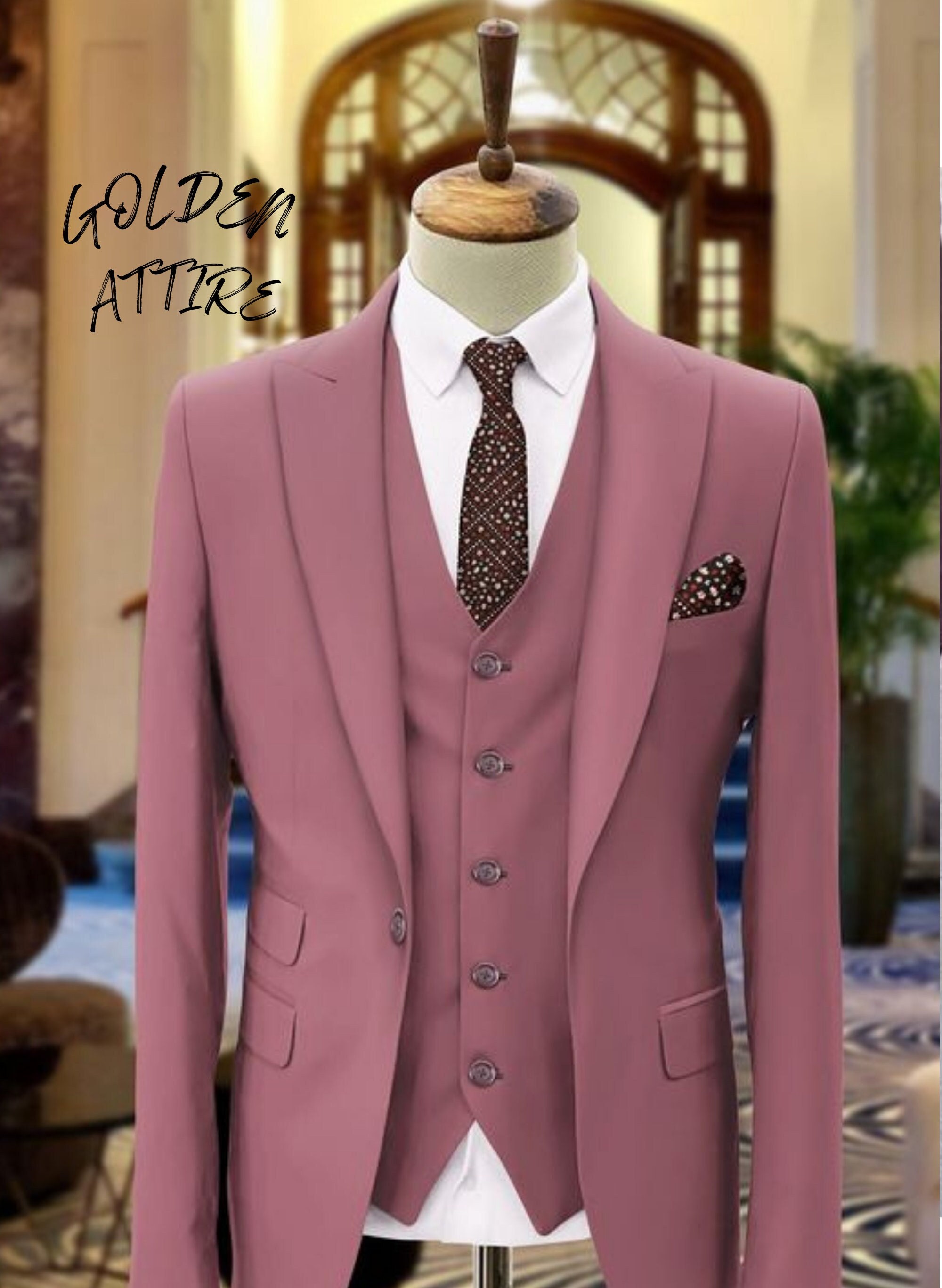 Suits for Men Dusty Rose Suits, Men Suits 3 Piece Suits, Tow Button ...