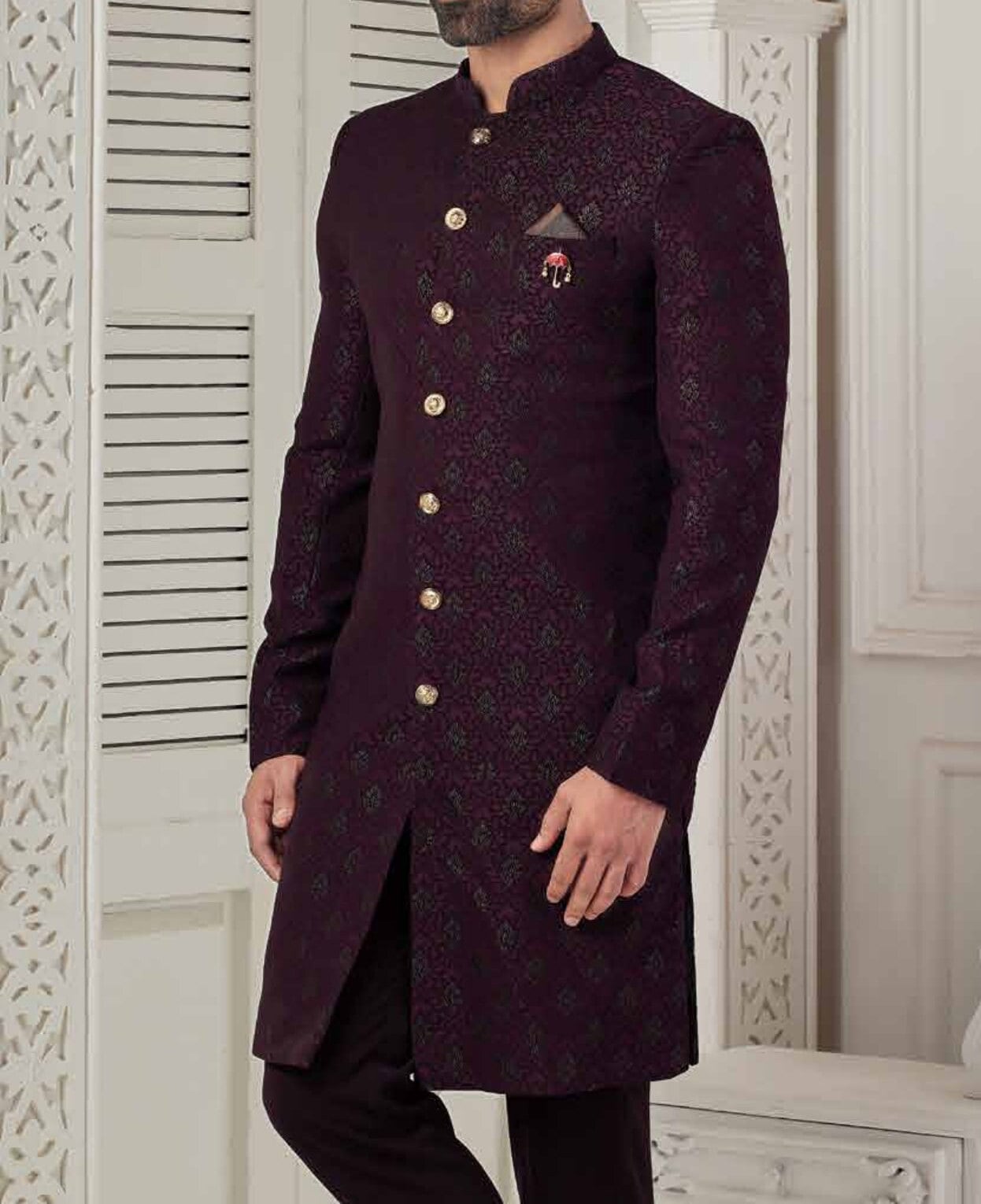 Purple Sherwani for Groom, Indo Western, Wedding Sherwani, Reception ...