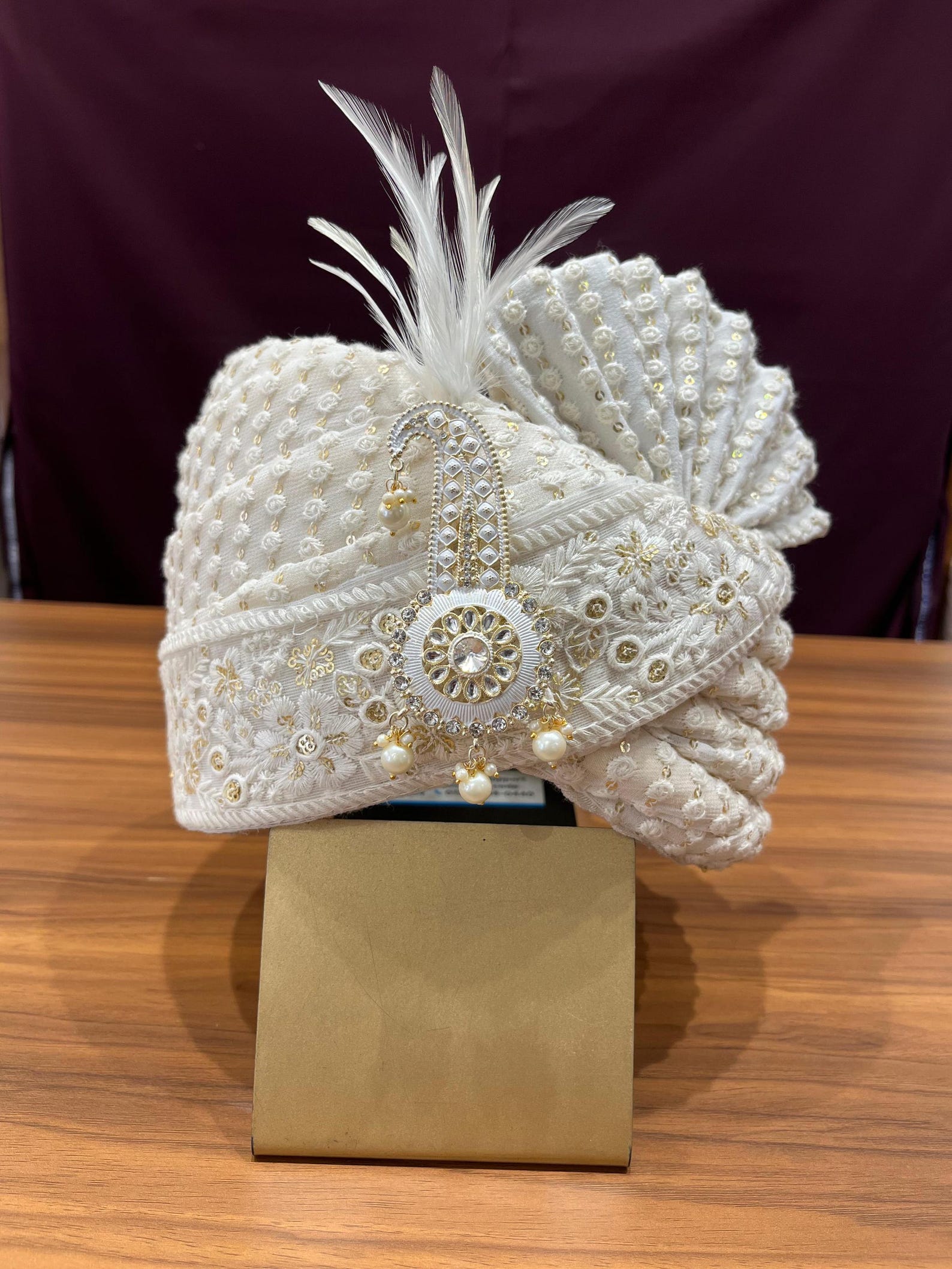 Ivory Groom Kalangi & Kalgi Set | Stone Detailing Turban Jewelry ...