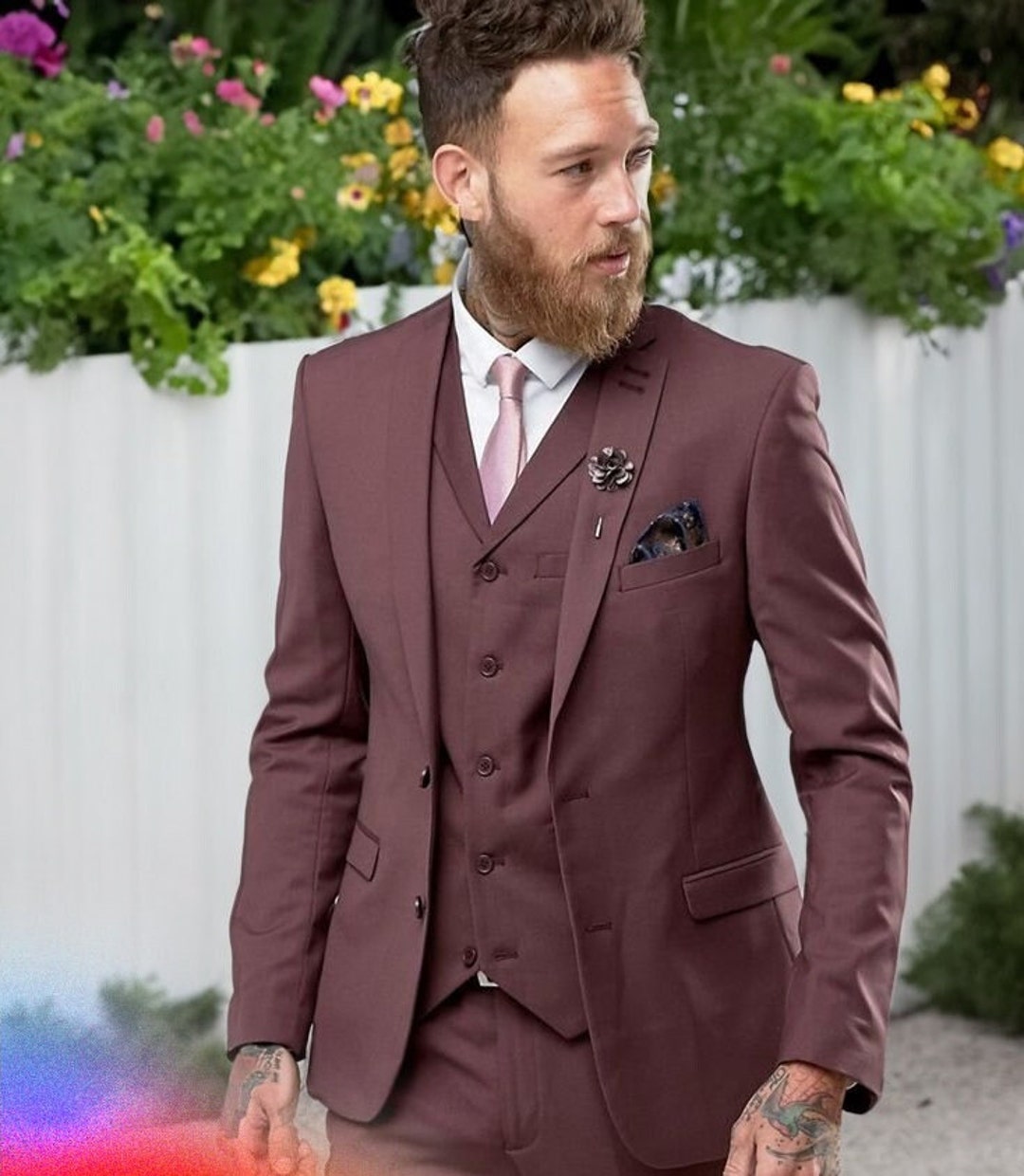 Suits for Men, Dusty Rose Suits, Men Suits, 3 Piece Suits, Tow Button ...