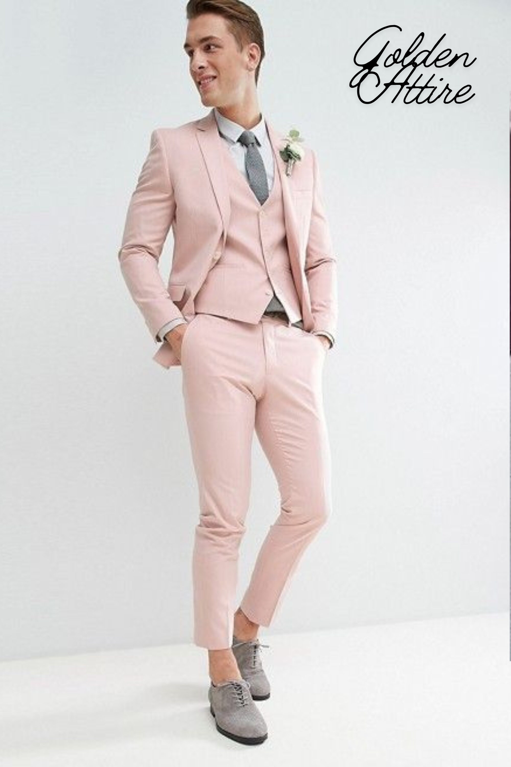Men Dusty Rose Suit, Groomsmen Wear Two Button Dusty Rose Suit, Luxury ...