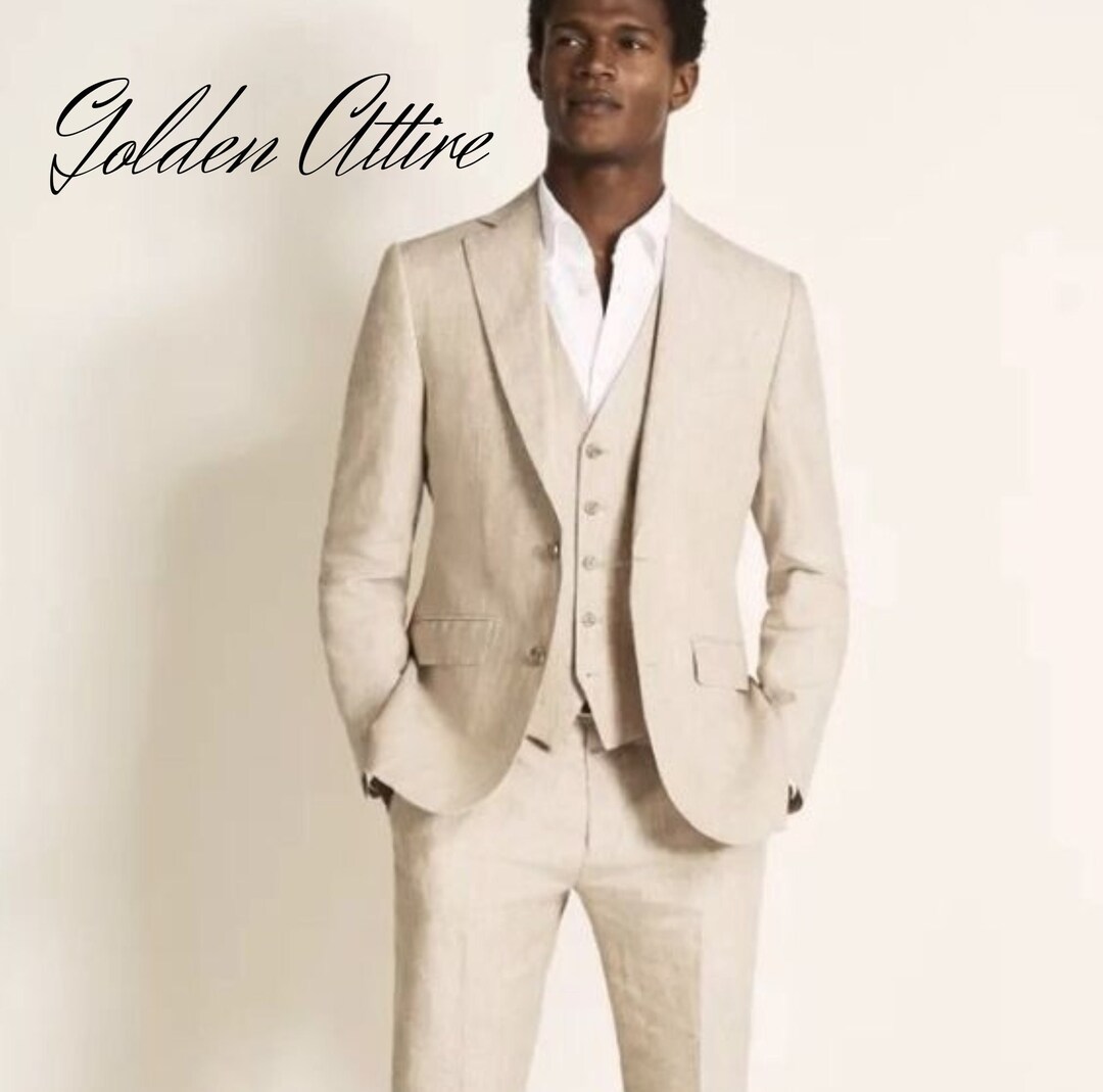 Linen Suits Beige Suits Men Suits 2 Piece Slim Fit Suits - Etsy