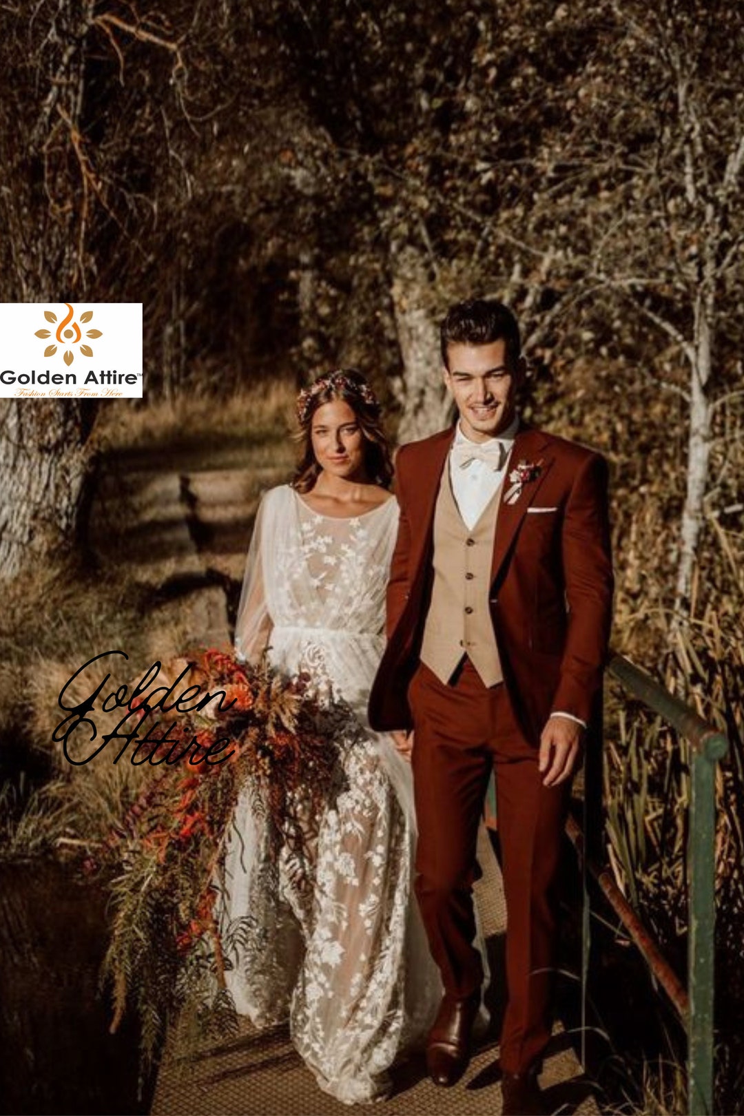 Terracotta Men Suit, Rust Suits, 3 Piece Suit, 2 Button Suit, Tuxedo ...