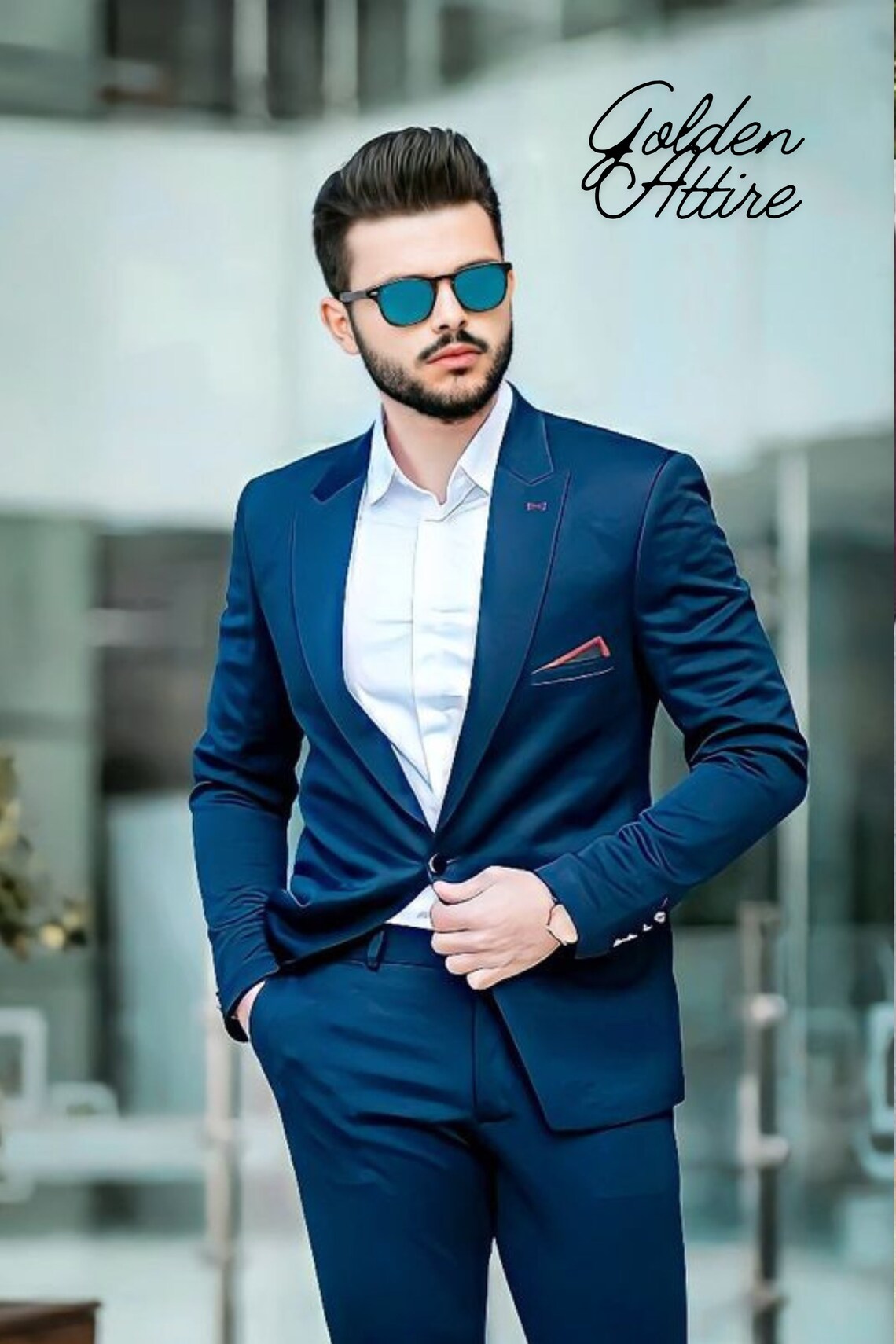 Navy Blue Suit: Men's Slim Fit 2-piece Formal Fashion - Etsy
