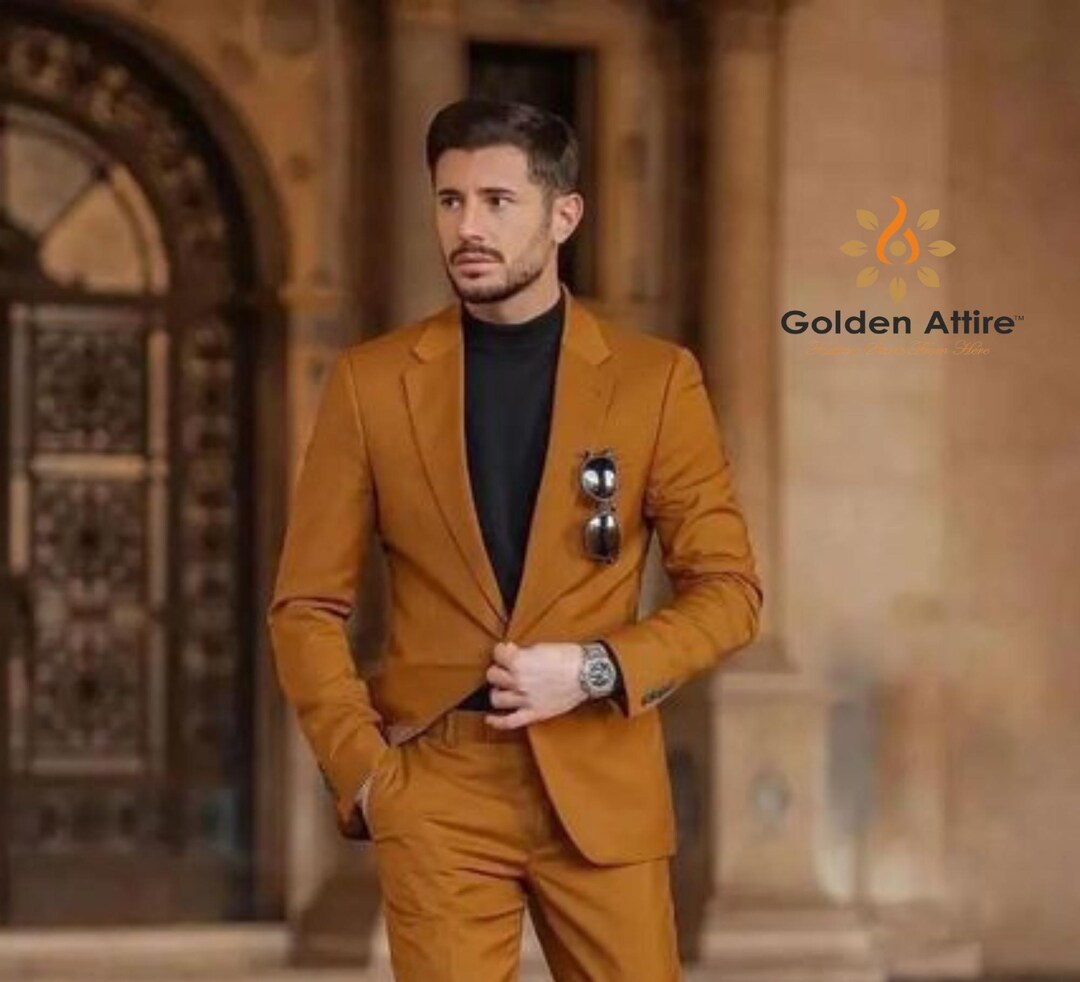 Elegant Rust Two-piece Suit in Premium Fabric, Three Piece Rust Suits ...