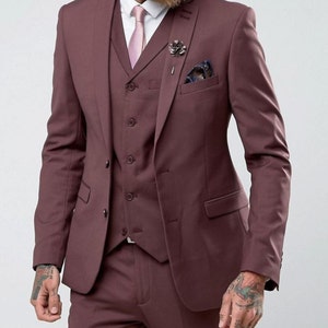 Suits for Men, Dusty Rose Suits, Men Suits, 3 Piece Suits, Tow Button ...