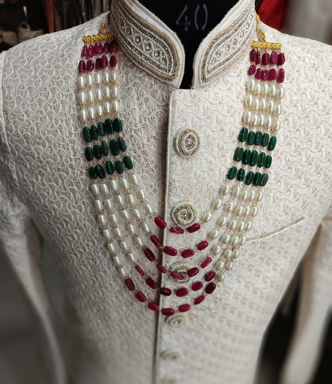 Sherwani Necklace, Groom Kantha, Groom Mala, Groom Wedding Necklace ...