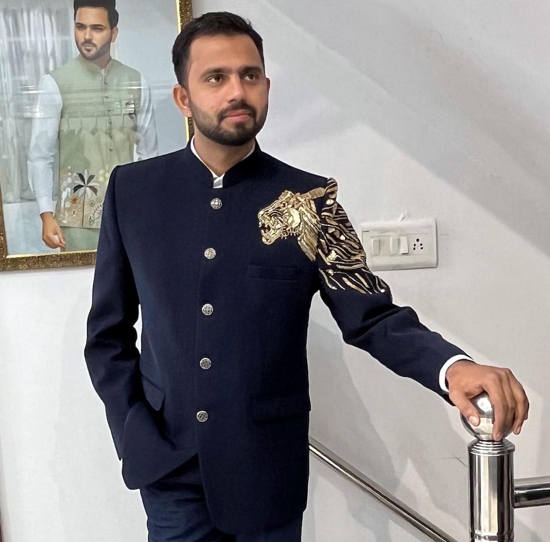 Lion Handwork Jodhpuri Suit, Jodhpuri Suit for Men, Groom Wedding Suit ...