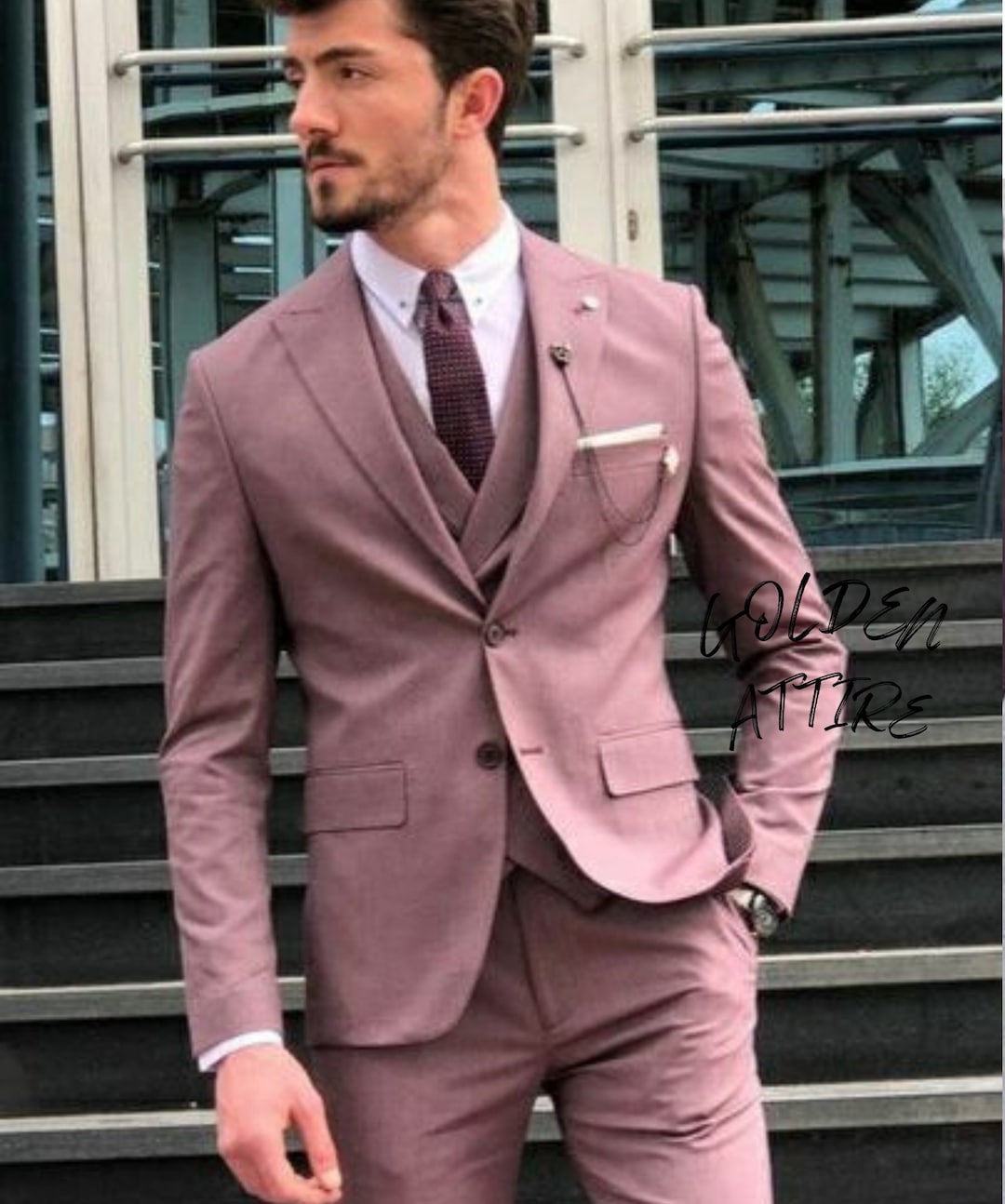Suits for Men, Dusty Rose Suit, Men Suits 3 Piece Suits, Tow Button ...