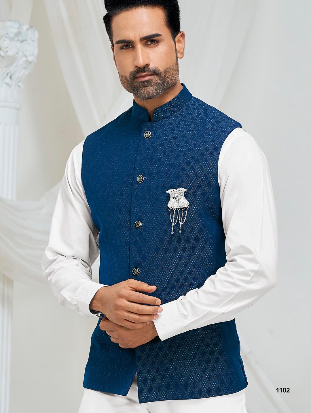 Blue Nehru Jacket for Men, Modi Jacket, Plain Nehru Jacket , Formal ...