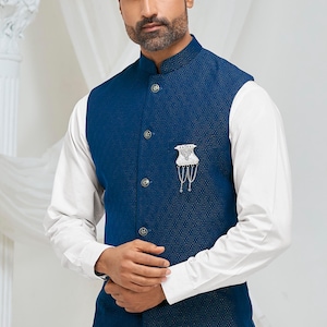 Blue Nehru Jacket for Men, Modi Jacket, Plain Nehru Jacket , Formal ...