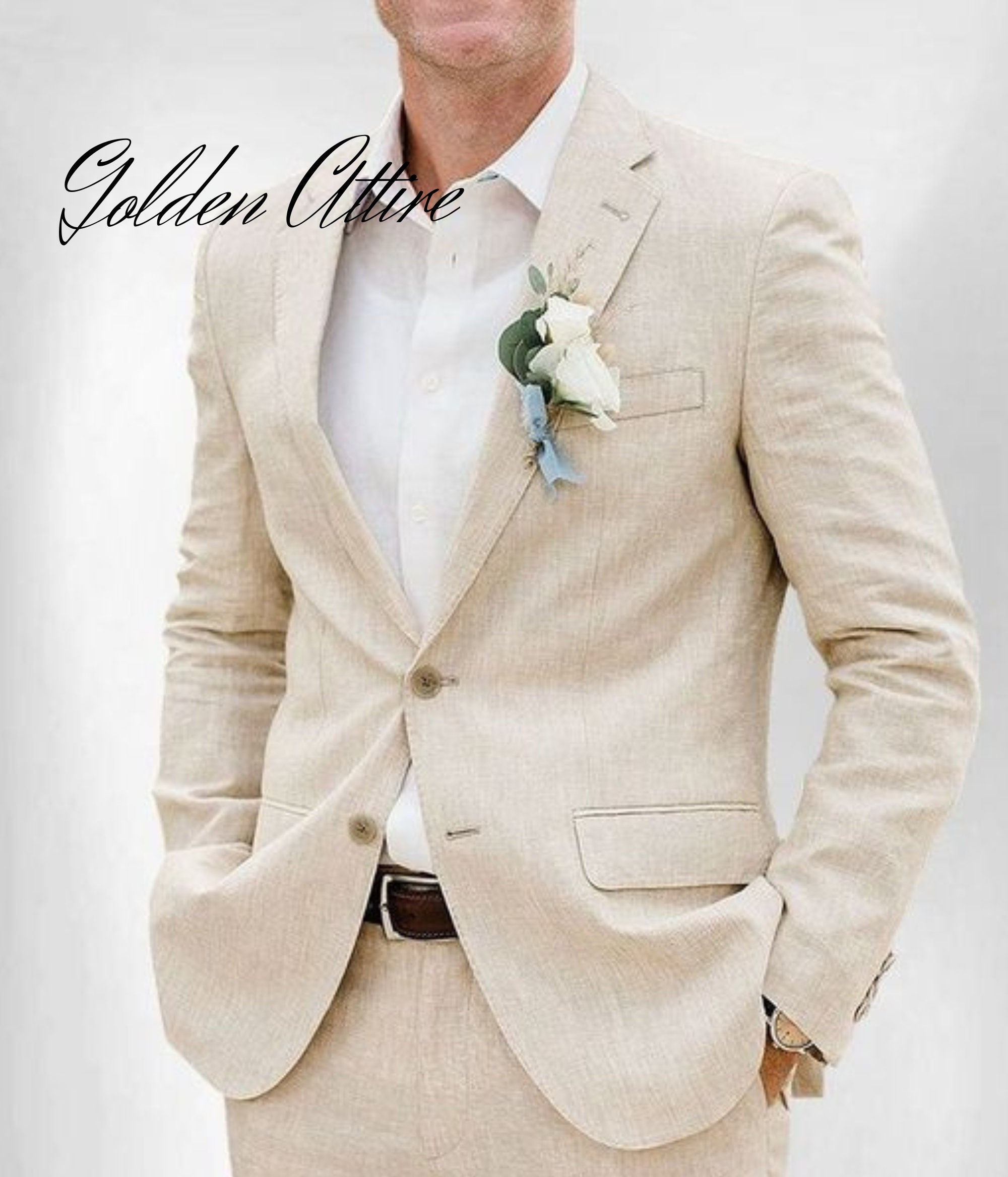 Linen Suit for Men, Beige Suits, Men Suits, Two Piece, Two Button Suit ...