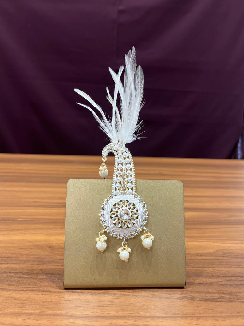 Ivory Groom Kalangi & Kalgi Set | Stone Detailing Turban Jewelry ...