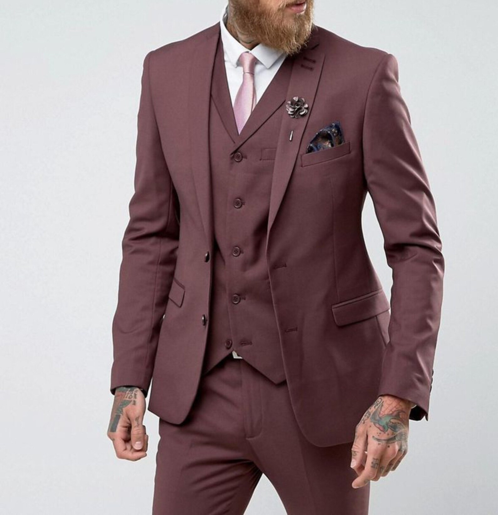 Suits for Men, Dusty Rose Suits, Men Suits, 3 Piece Suits, Tow Button ...