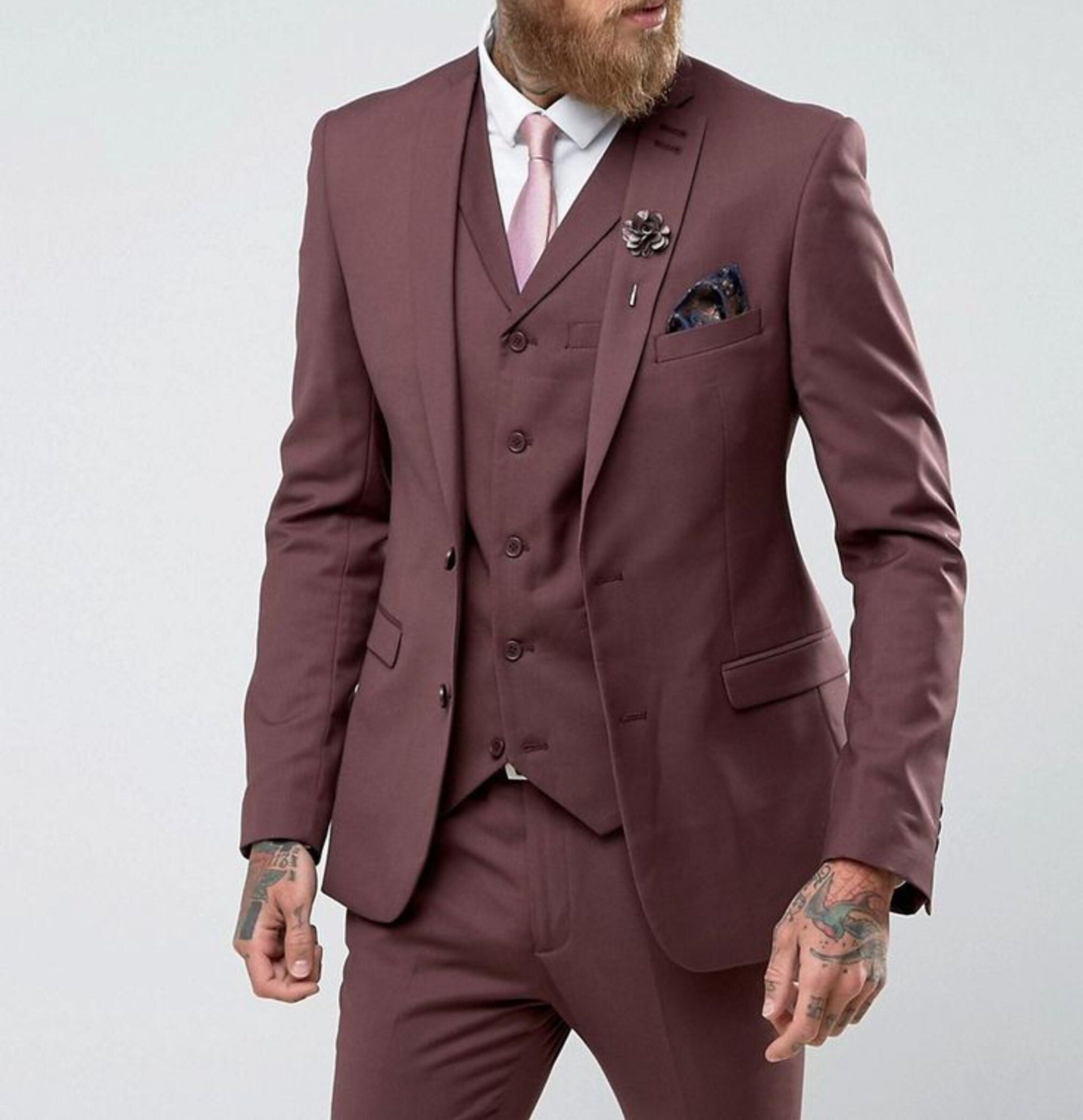 Suits for Men, Dusty Rose Suits, Men Suits, 3 Piece Suits, Tow Button ...