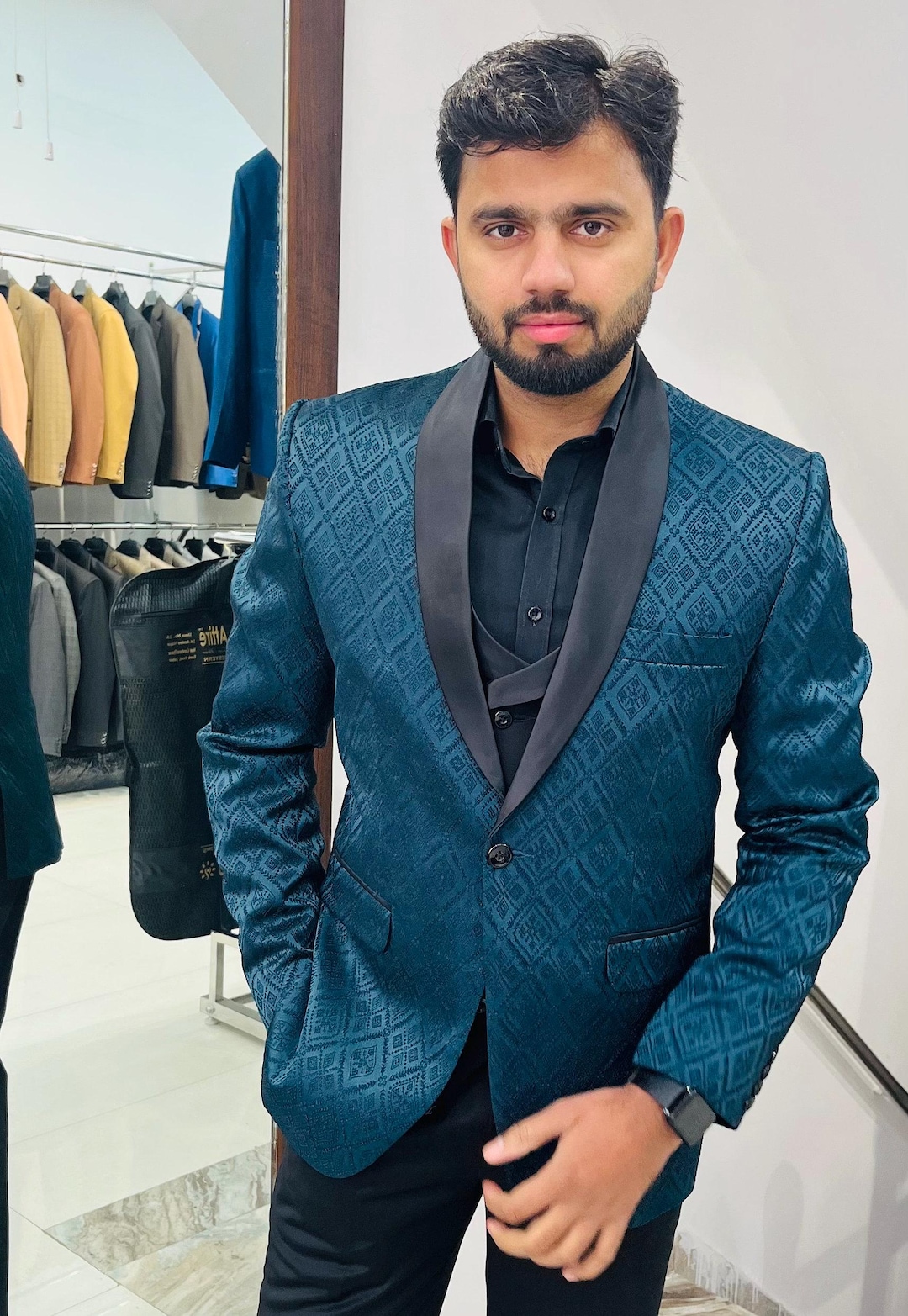 Peacock Blue Suit for Groom, Men Suits 3 Piece Suits, 2 Button Suits ...