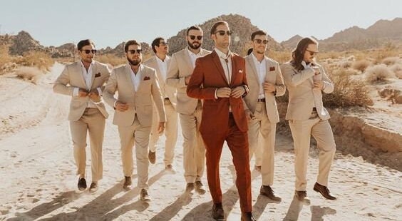 Suit Premium Three Piece Rust Suits, Terracotta Mens Suit Two Button ...