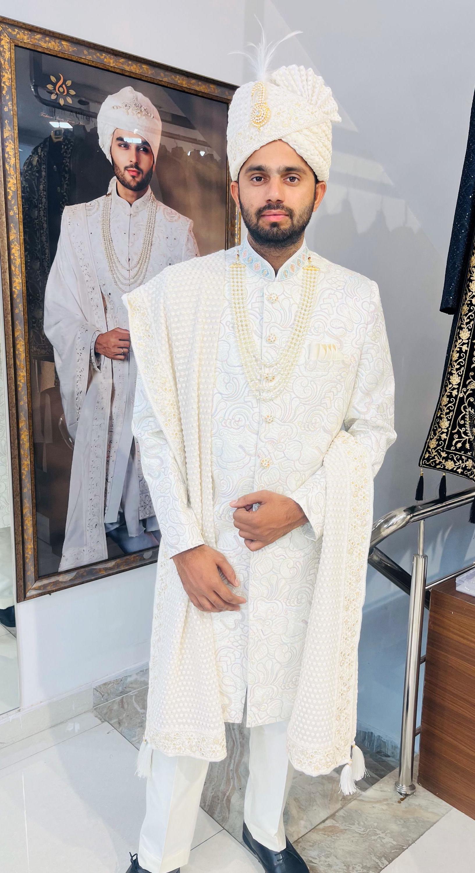 Thread Embroidered Sherwani for Men: Indo Western Groom Outfit - Etsy