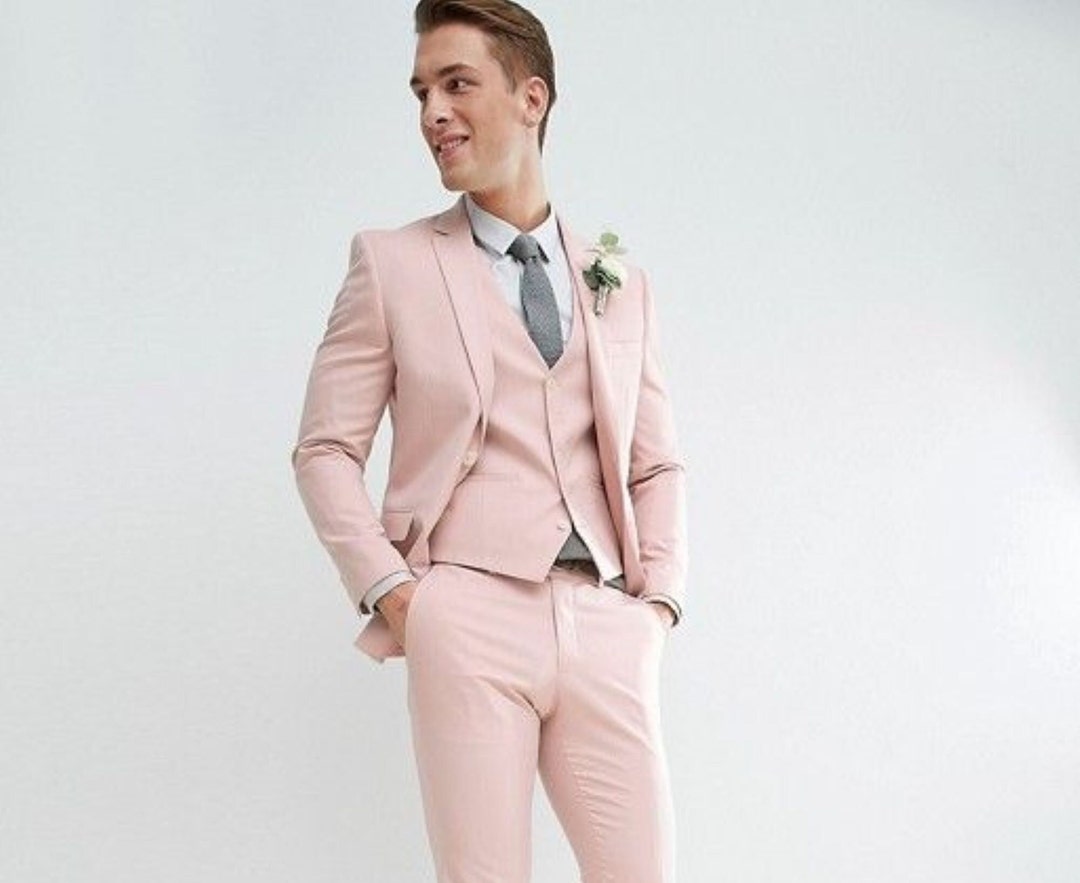 Men Dusty Rose Suit, Groomsmen Wear Two Button Dusty Rose Suit, Luxury ...