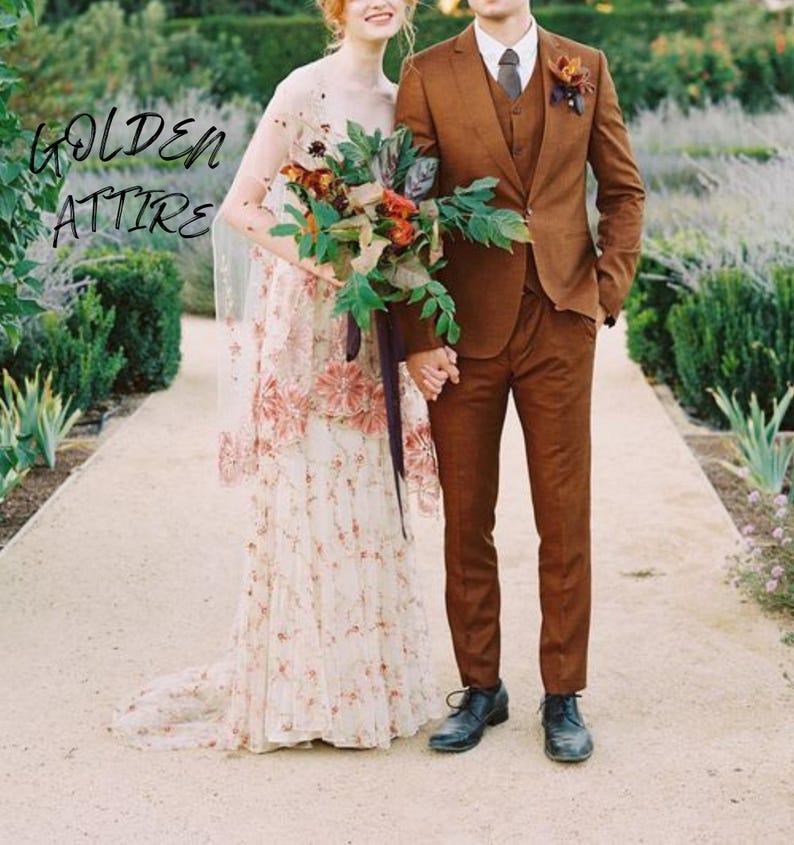 Groom Wore Two Button Rust Suit, Luxury Stylish Look Premium Man Suit ...