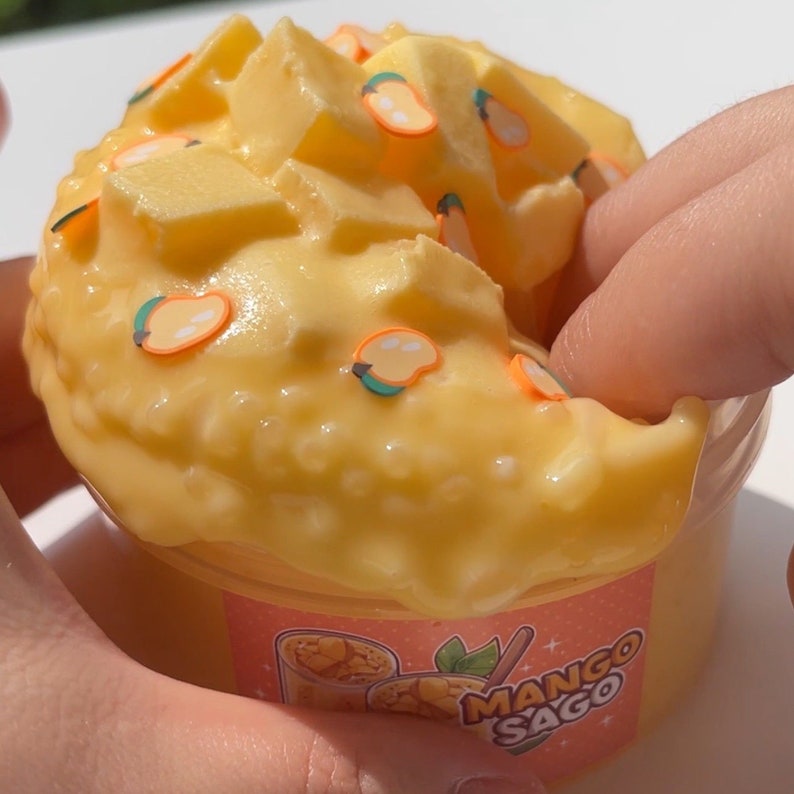 Mango Sago Milky Clear Slime With Mini Slushee Beads Mango - Etsy