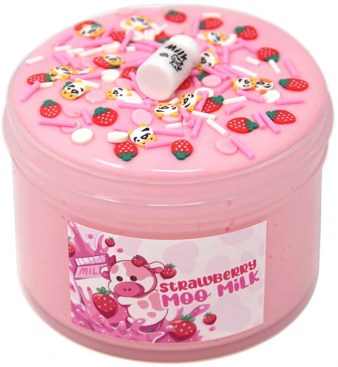 Strawberry Moo Milk Pink Thick and Glossy Cow Slime, Gift for Her Him ...