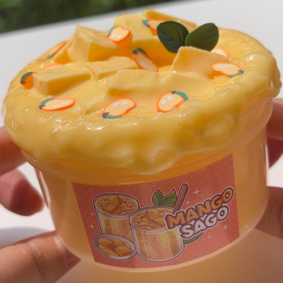 Mango Sago Milky Clear Slime With Mini Slushee Beads Mango Scented ...